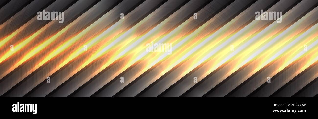 Metal texture with reflection, perforation and golden glow ...