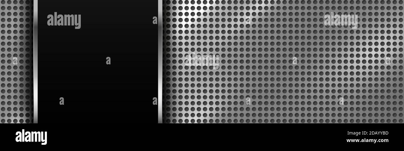 Texture panorama of metal with reflection with perforation ...