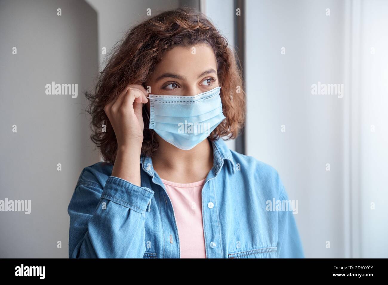 Woman female wears wearing face mask hi-res stock photography and ...