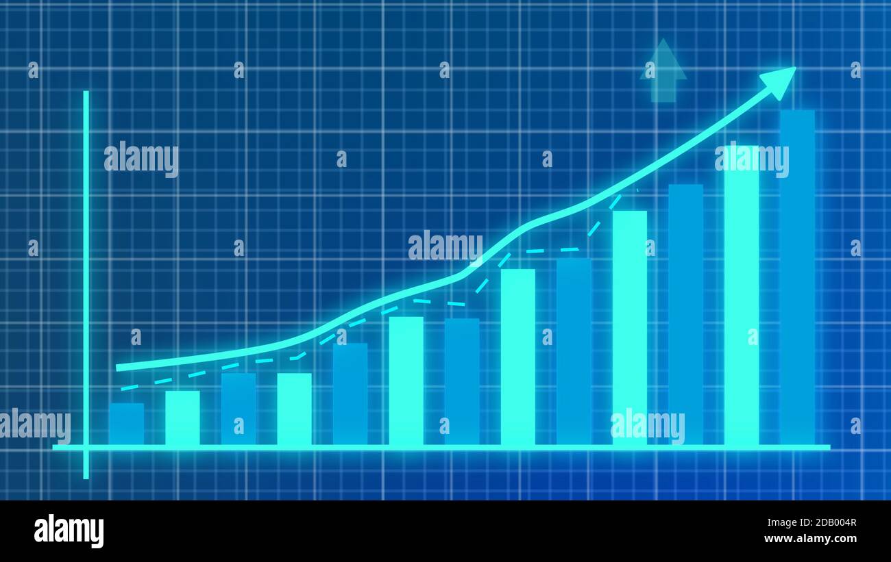 Business growth and business success with glow. graph chart ...