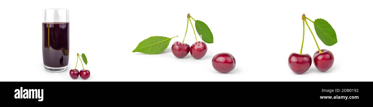 Collage of Fresh cherry isolated on a white background Stock Photo - Alamy