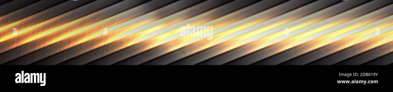 Metal texture with reflection, perforation and golden glow ...