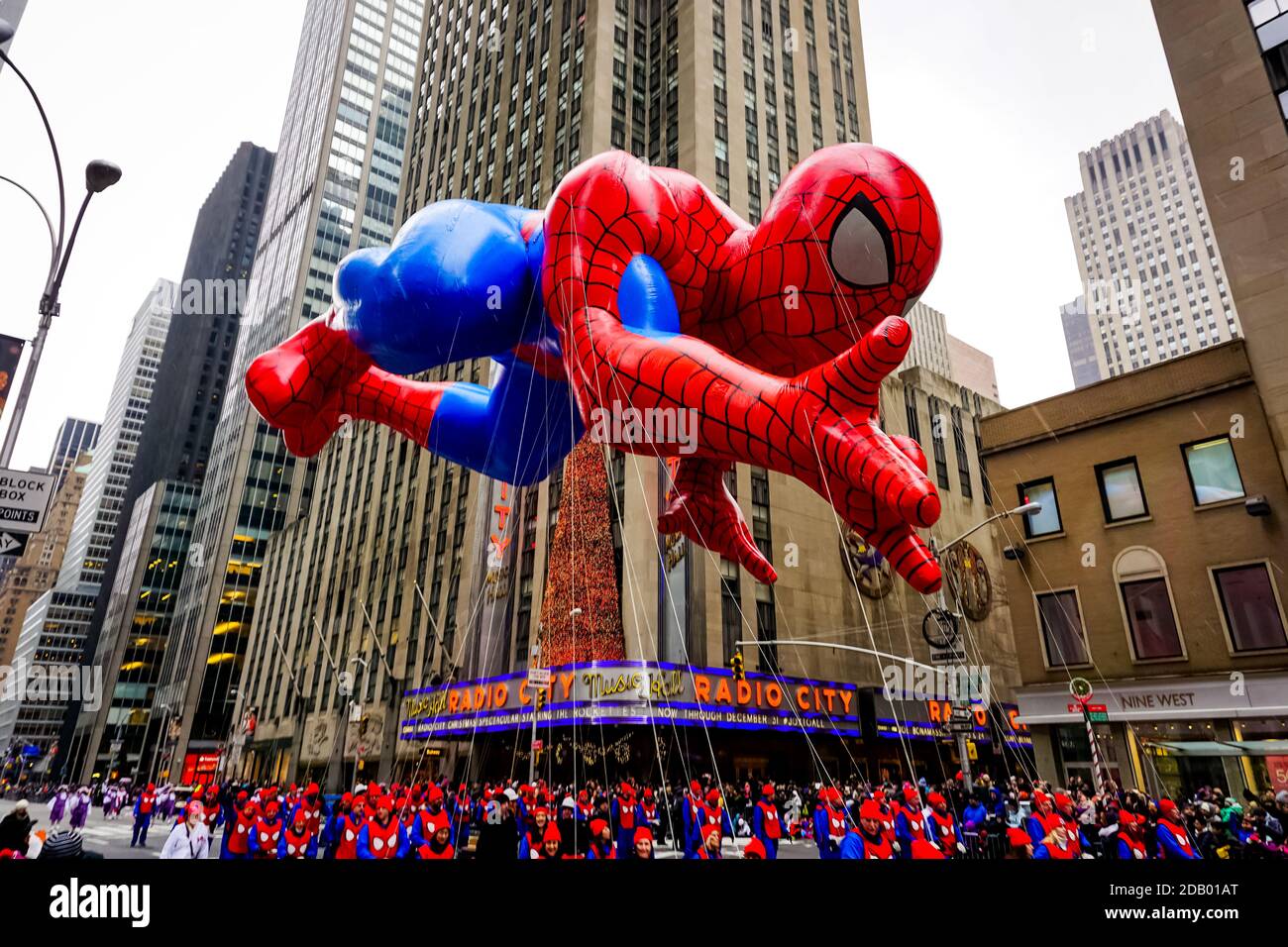 Spiderman balloon floats in the air during the annual Macy's ...