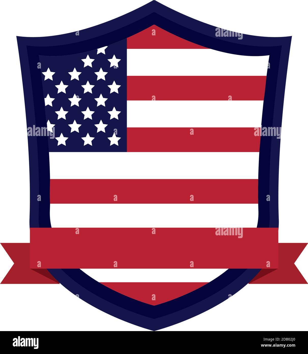 united states of america flag in shield with ribbon vector illustration ...