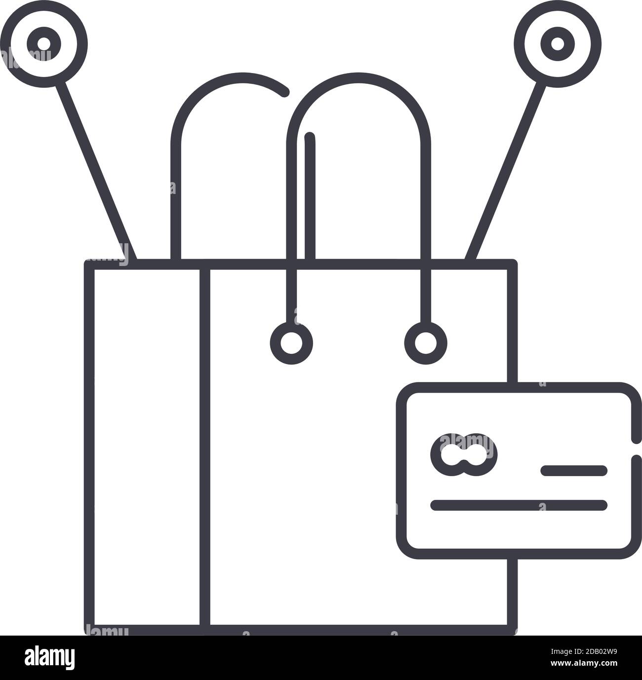 Shopping packet icon, linear isolated illustration, thin line vector ...