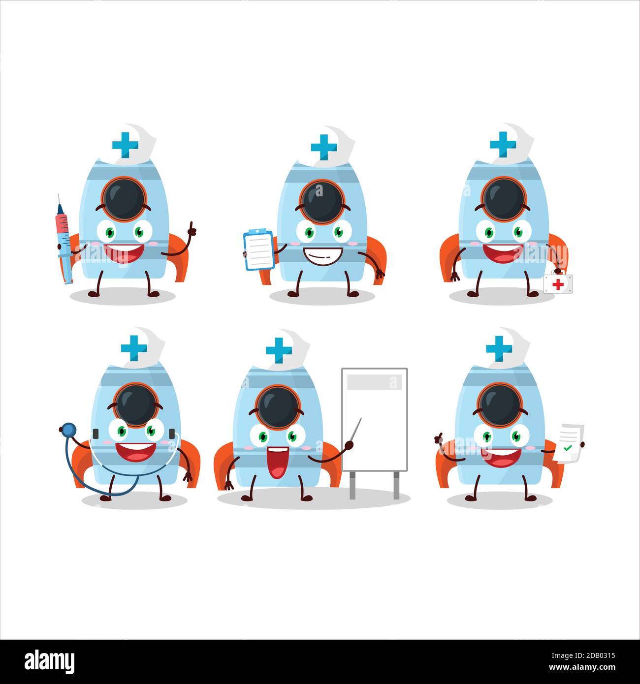 Doctor profession emoticon with rocket toy cartoon character Stock ...