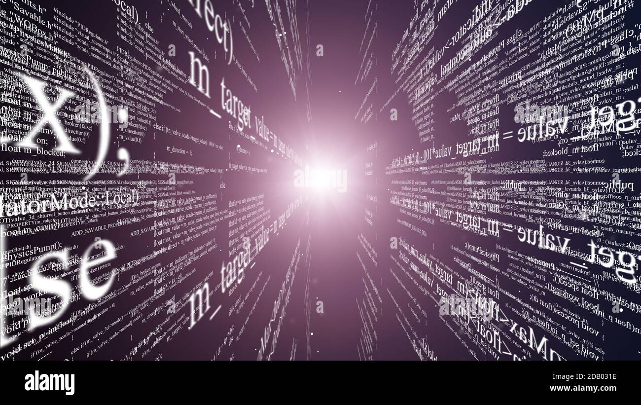 Abstract digital program code in blocks on a black background Stock ...