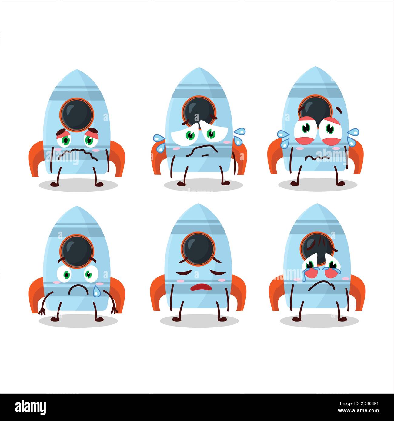 Rocket toy cartoon character with sad expression Stock Vector Image ...