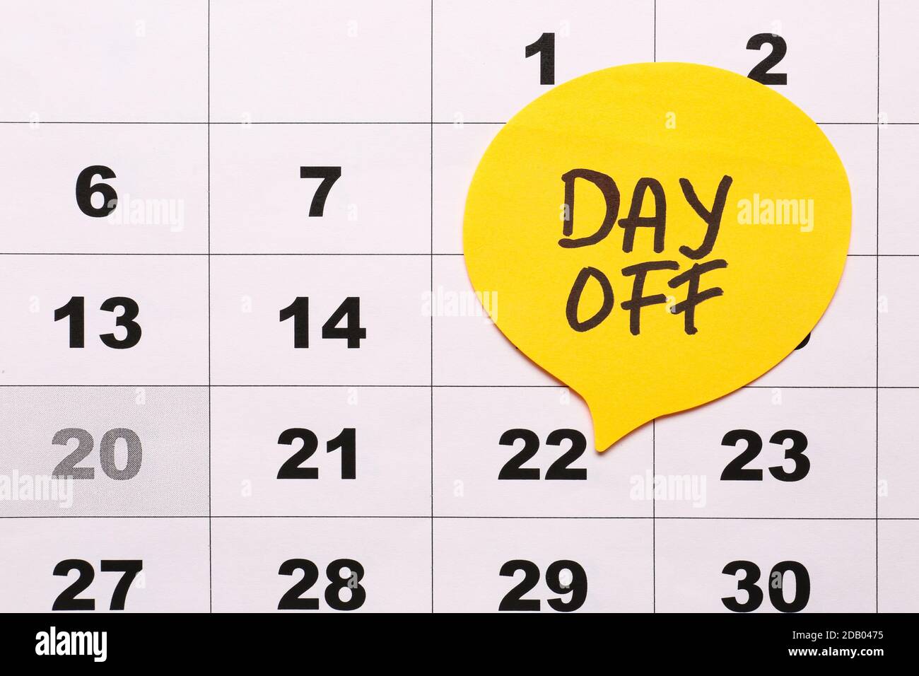 Calendar with marked day off, closeup Stock Photo - Alamy