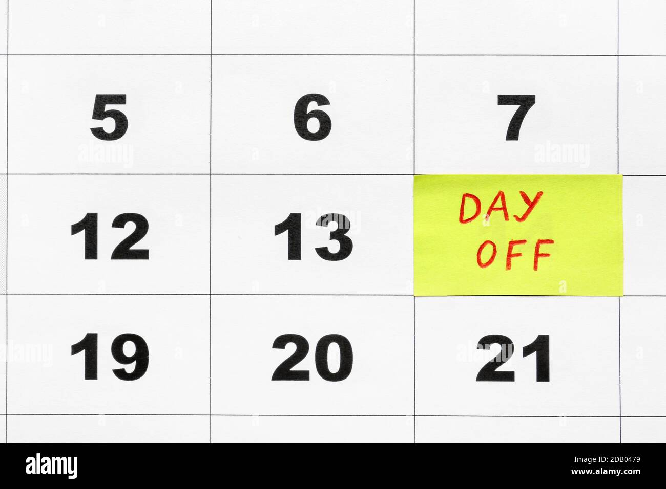 Calendar with marked day off, closeup Stock Photo - Alamy
