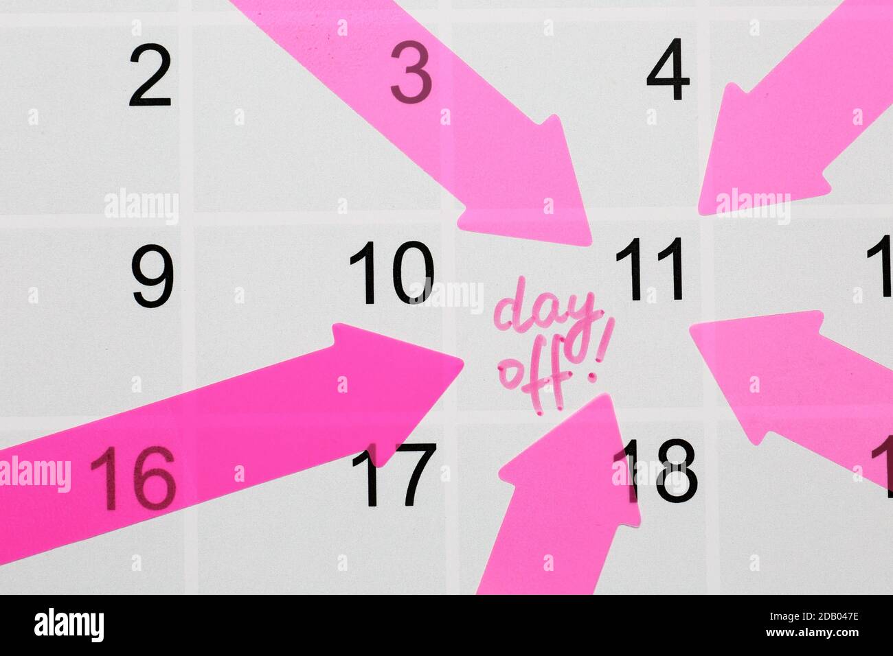 Calendar with marked day off, closeup Stock Photo - Alamy