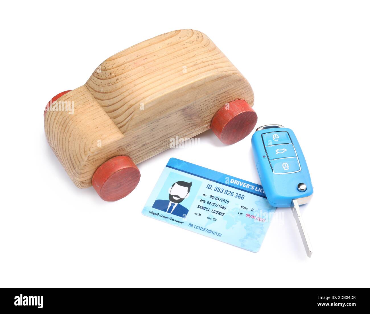 Driving license with car and key on white background Stock Photo - Alamy