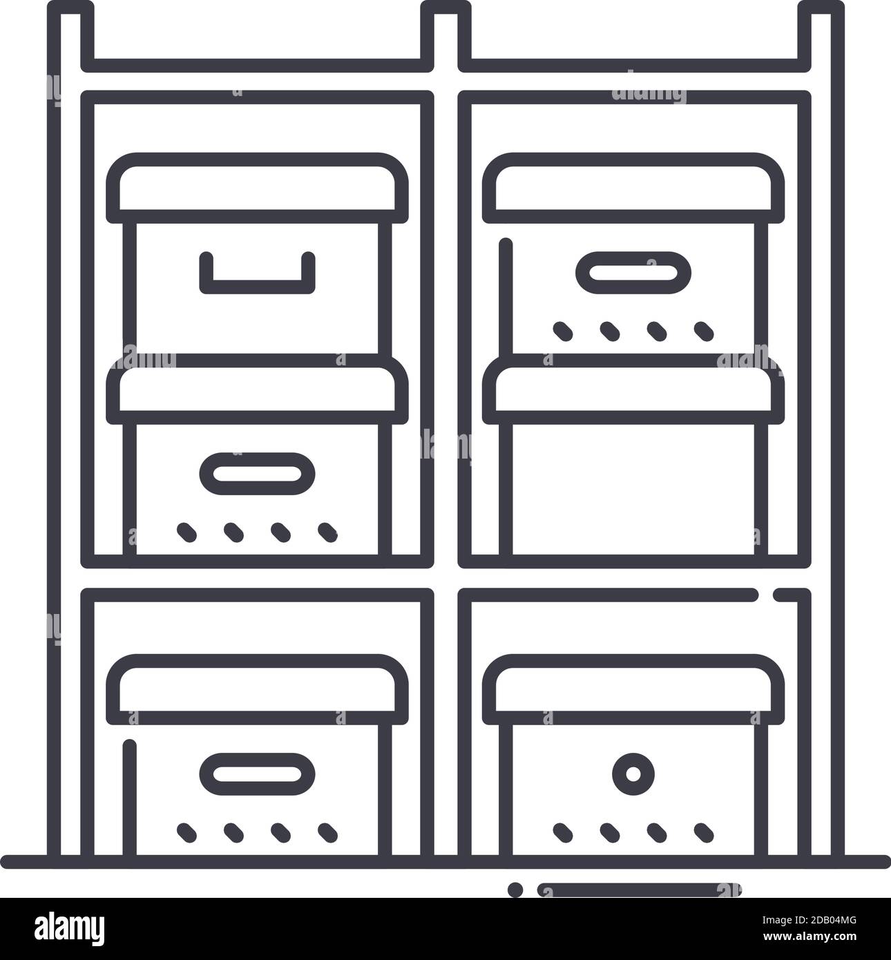 Shelf with boxes icon, linear isolated illustration, thin line vector ...