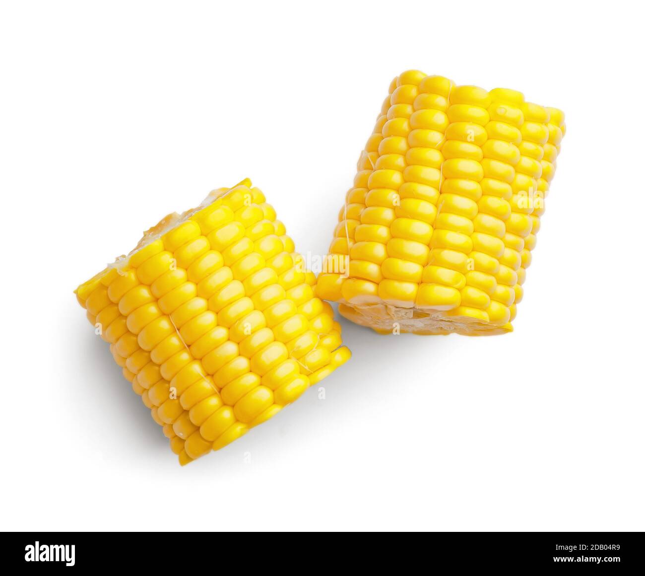 Fresh cut corn cob on white background Stock Photo - Alamy