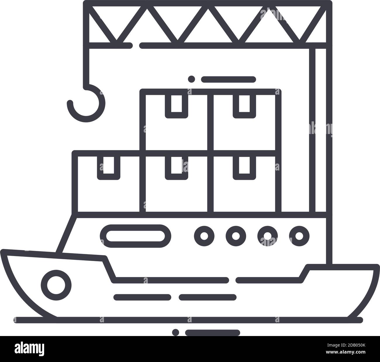 Ship delivery icon, linear isolated illustration, thin line vector, web ...