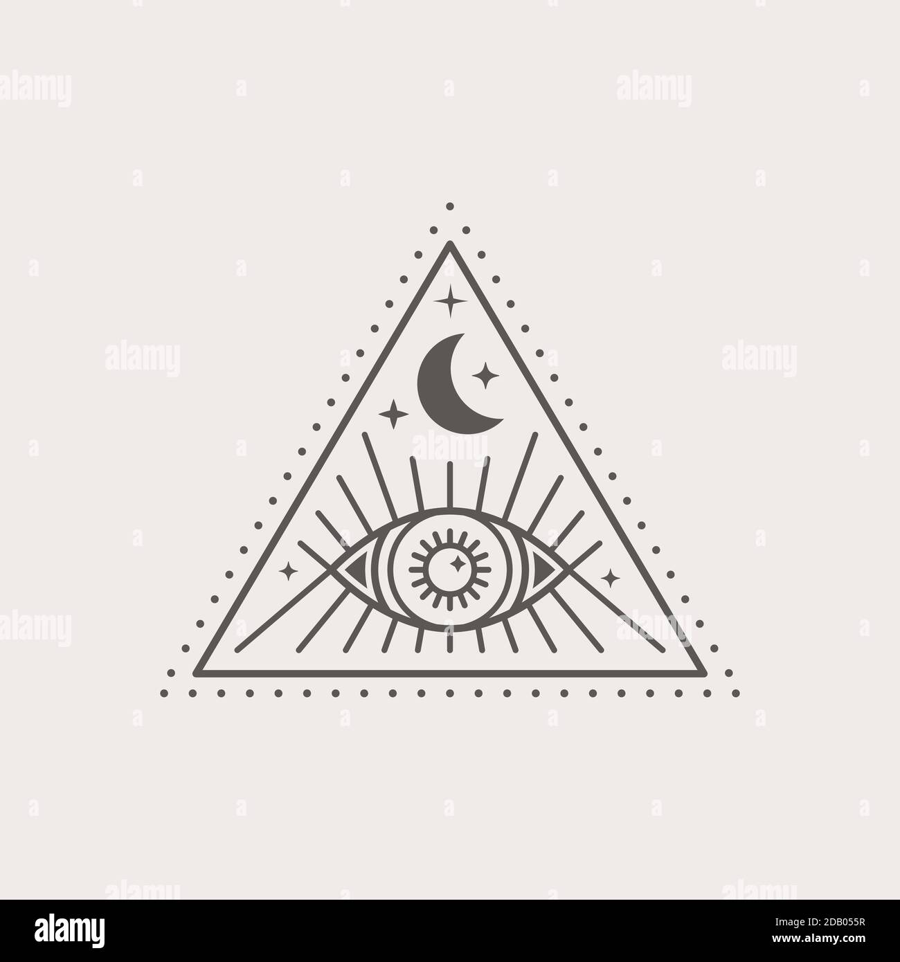 Mystical Eye and Moon Icon in a Trending Minimal Linear Style. Vector ...
