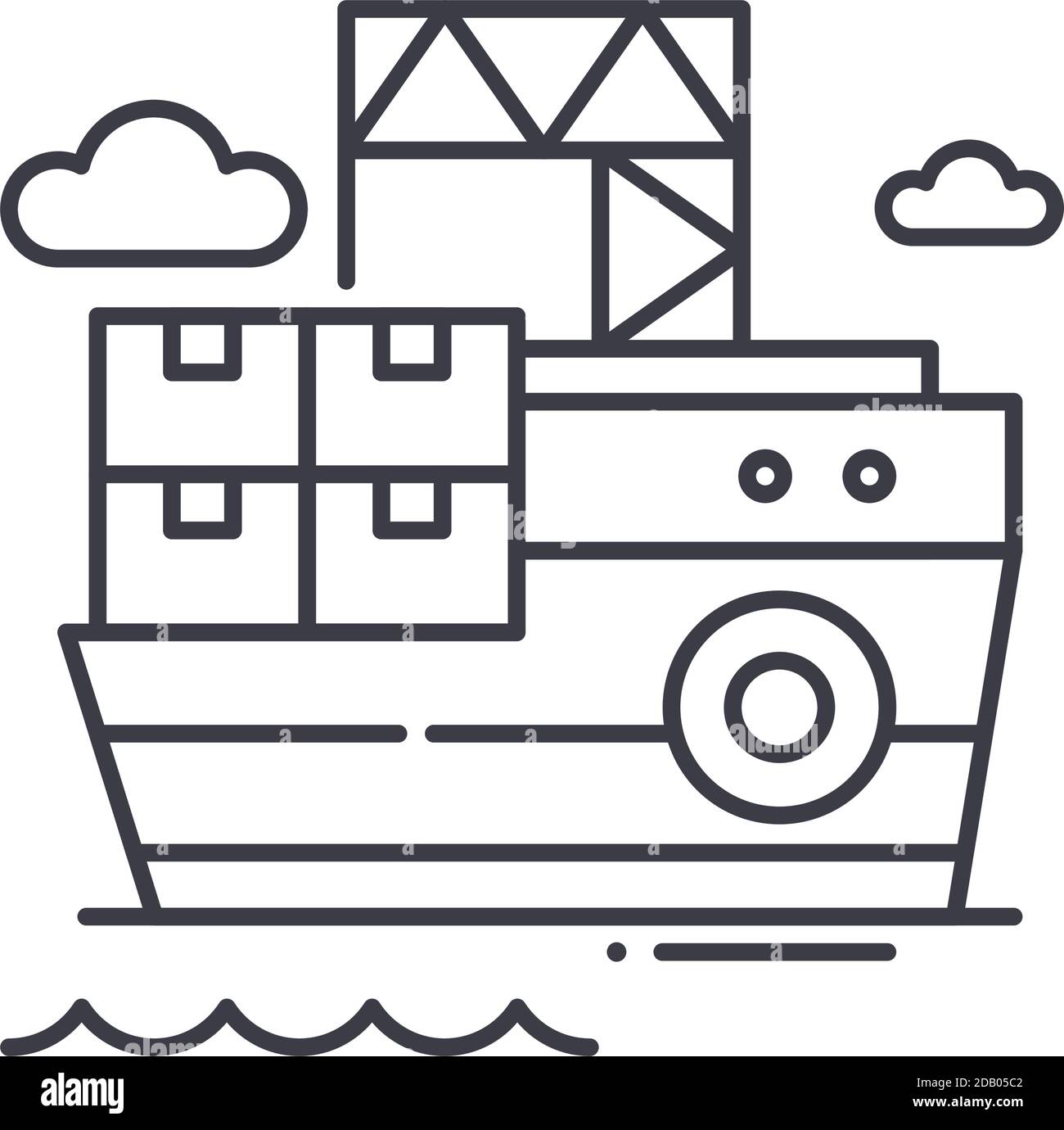 Ship delivery icon, linear isolated illustration, thin line vector, web ...
