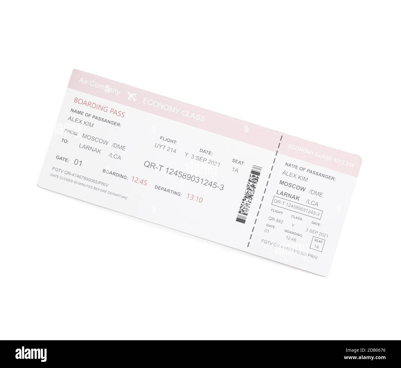 Boarding pass on white background Stock Photo - Alamy