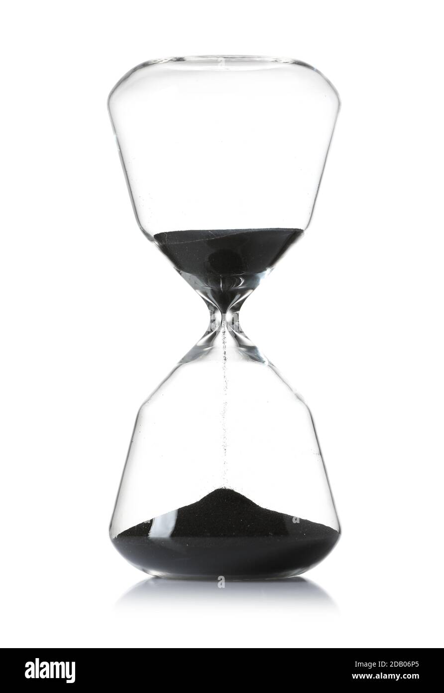 Hourglass on white background. Time management concept Stock Photo - Alamy