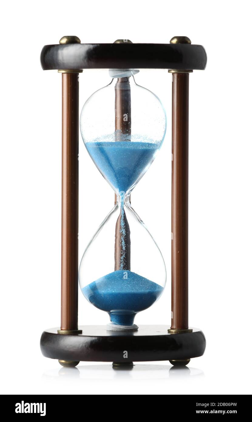 Hourglass on white background. Time management concept Stock Photo - Alamy