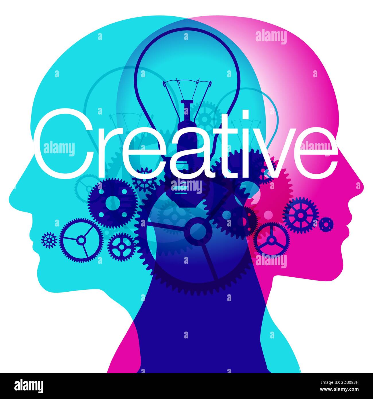 2-person side silhouette overlaid with various sized translucent light ...