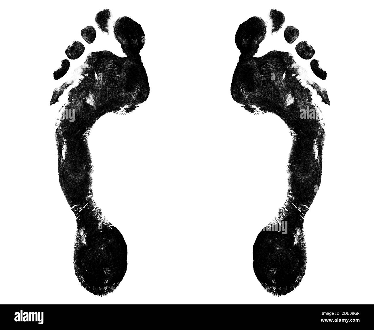 Black human footprint white background isolated closeup, barefoot ...