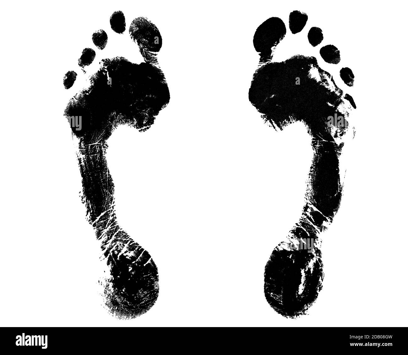 Black human footprint white background isolated closeup, barefoot ...