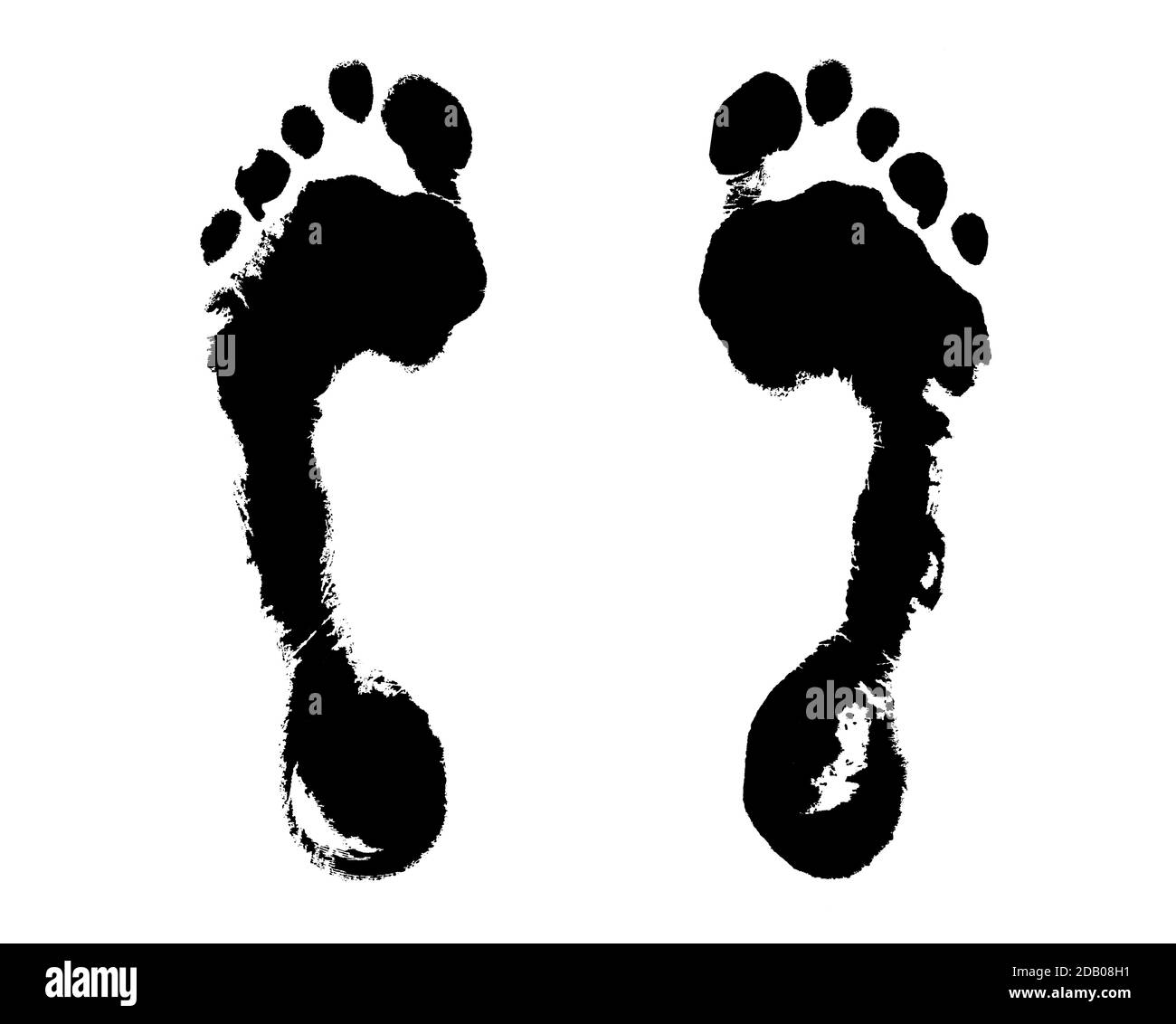 Black human footprint white background isolated closeup, barefoot ...