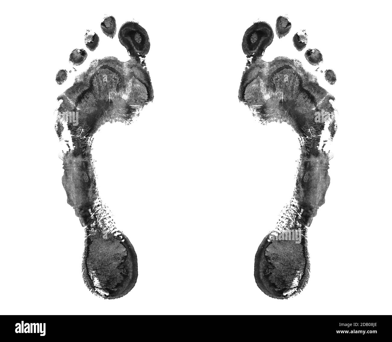 Black human footprint white background isolated closeup, adult foot ...
