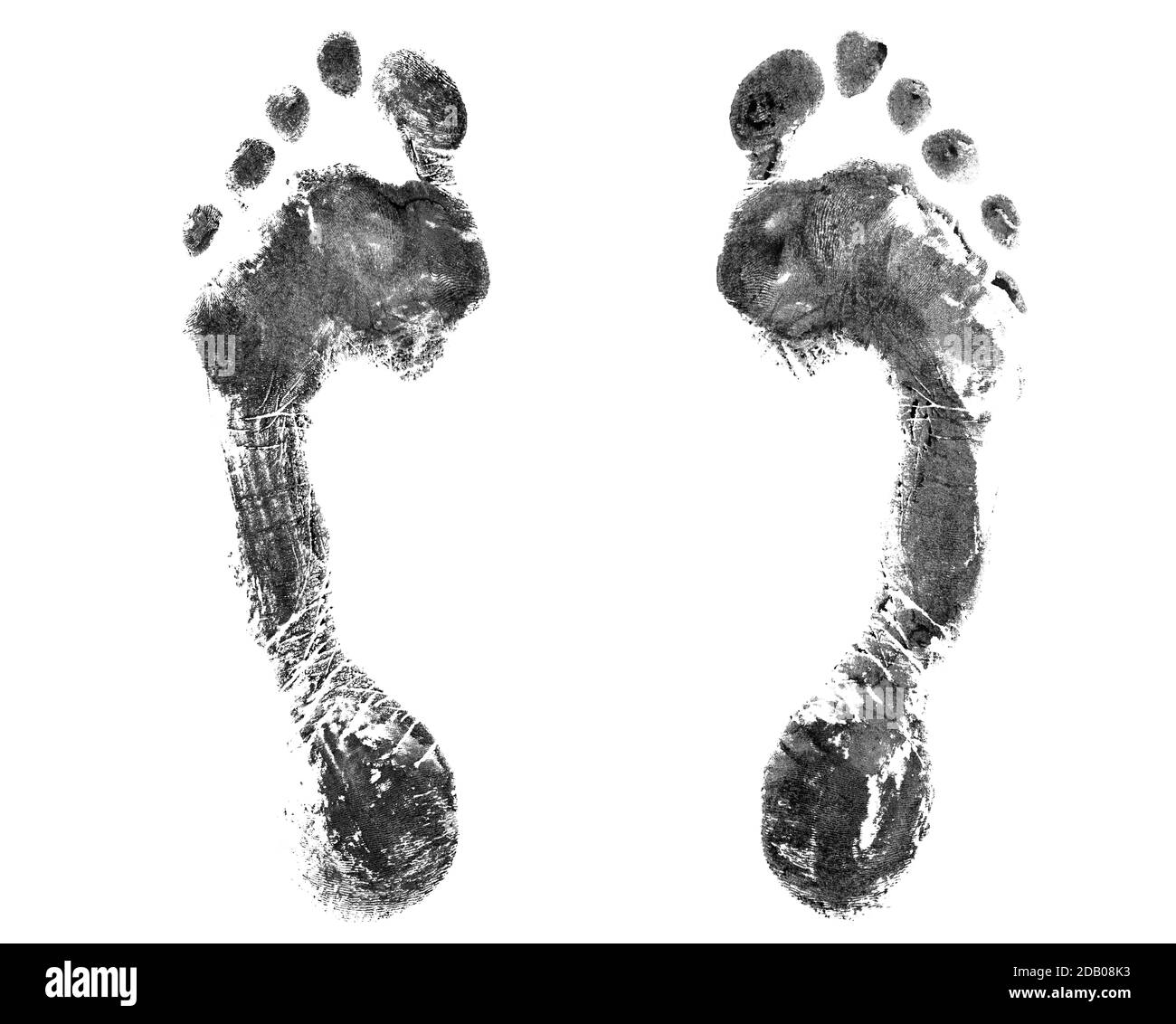 Black human footprint white background isolated closeup, adult foot ...