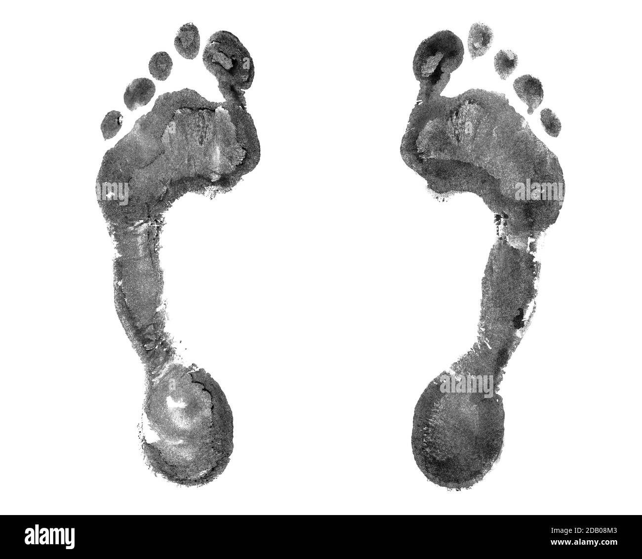 Black human footprint white background isolated closeup, adult foot ...