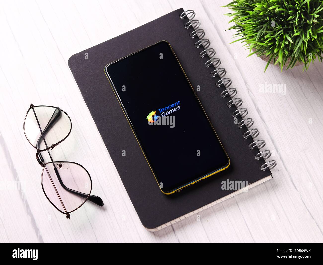 Assam, india - November 15, 2020 : Tencent logo on phone screen stock ...