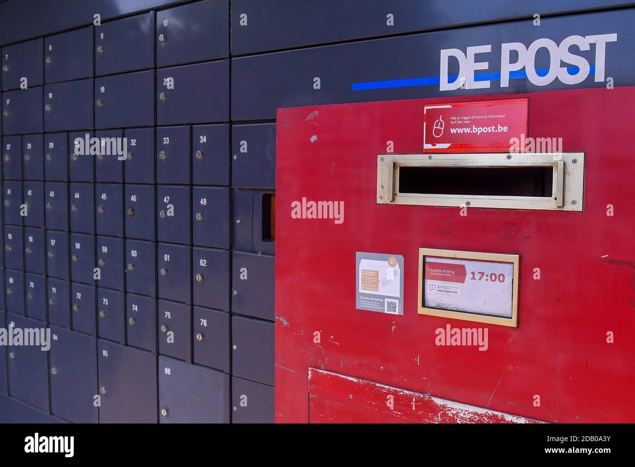 Illustration picture shows a letterbox at the bpost post office in ...