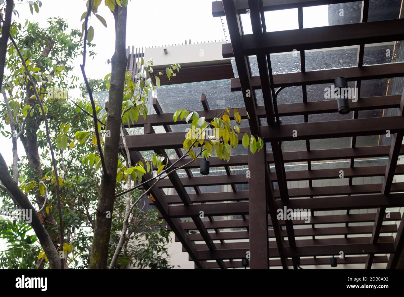 Slat roof corner in home garden, stock photo Stock Photo - Alamy