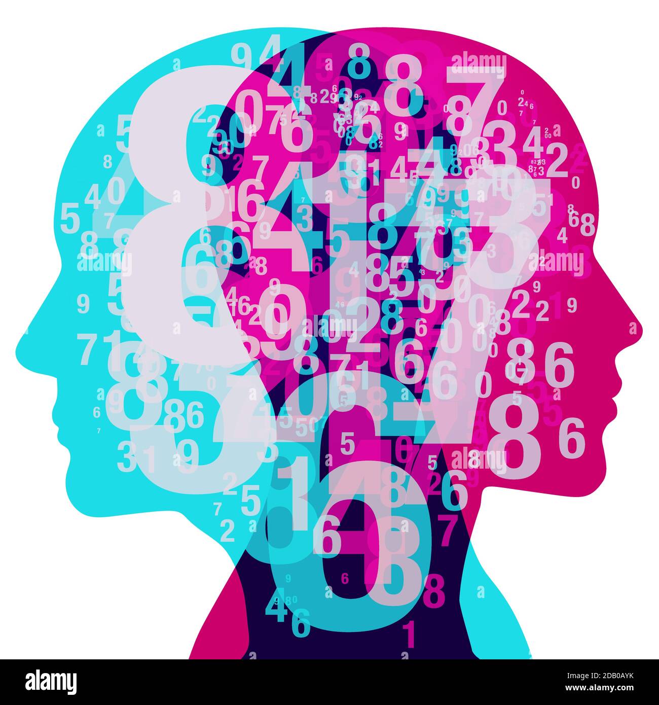 A male and female side silhouette positioned face to face, overlaid ...