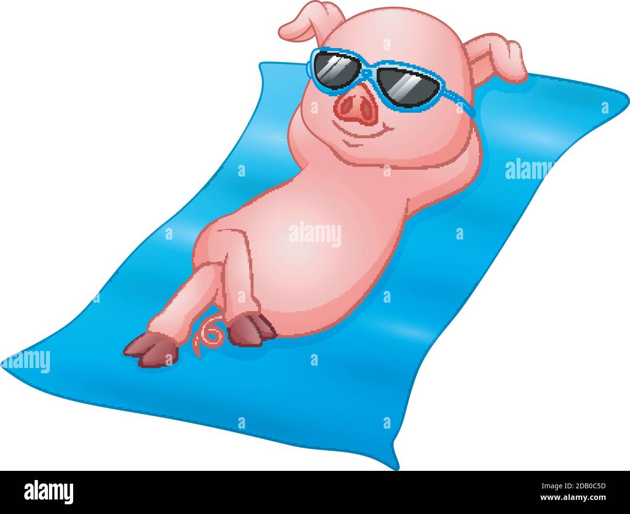 Cartoon illustration of piglets sunbathing on beach Stock Vector Image ...