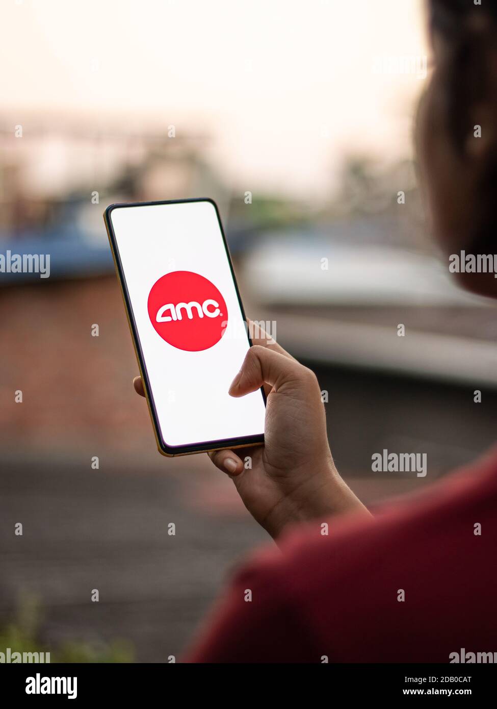 Assam, india - November 15, 2020 : AMC theater logo on phone screen ...
