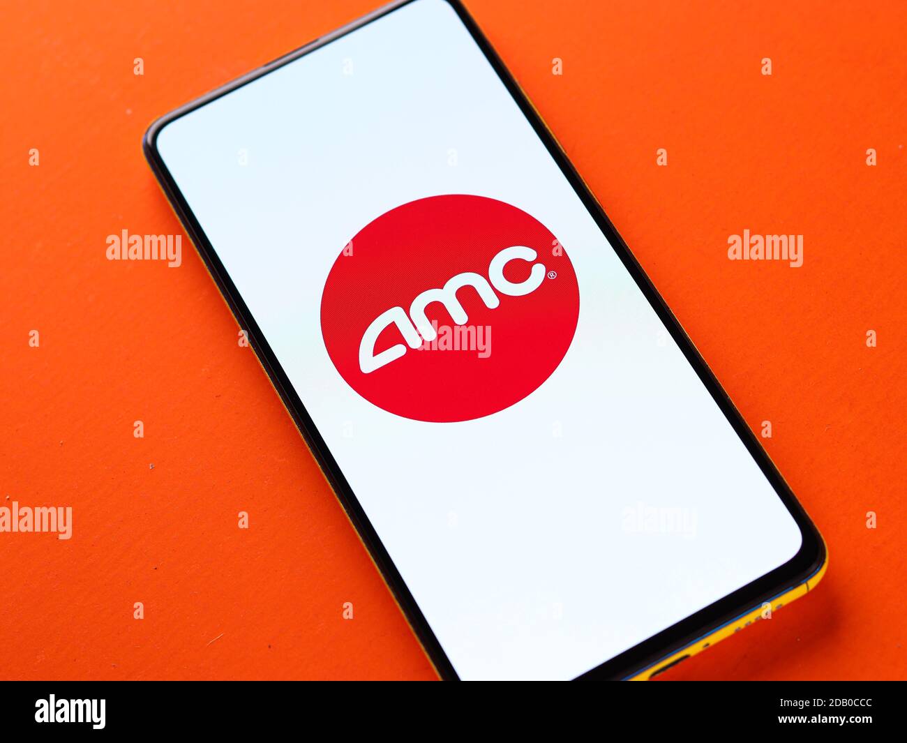 Assam, india - November 15, 2020 : AMC theater logo on phone screen ...