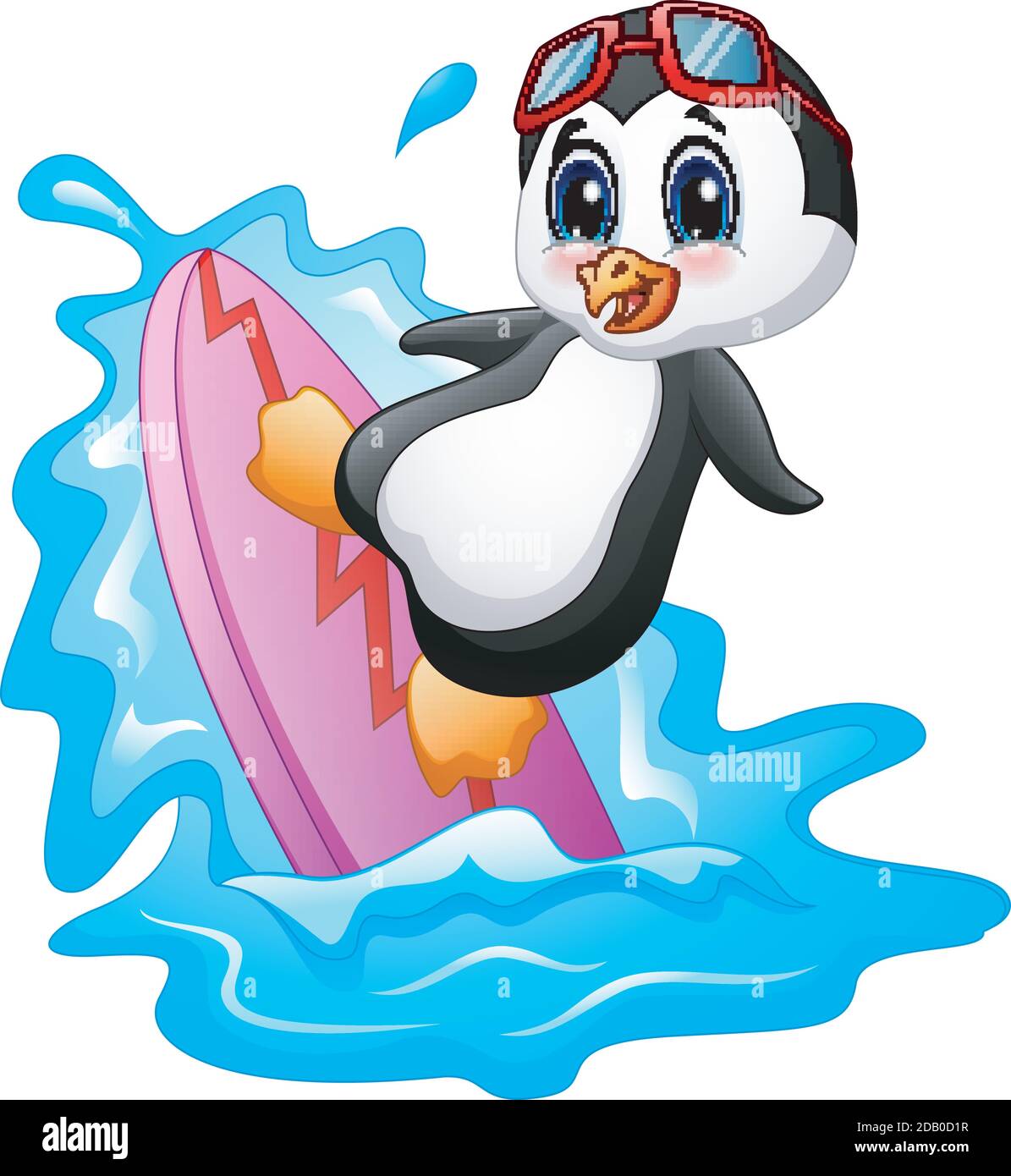 Cartoon illustration of penguin surfing on water Stock Vector Image ...