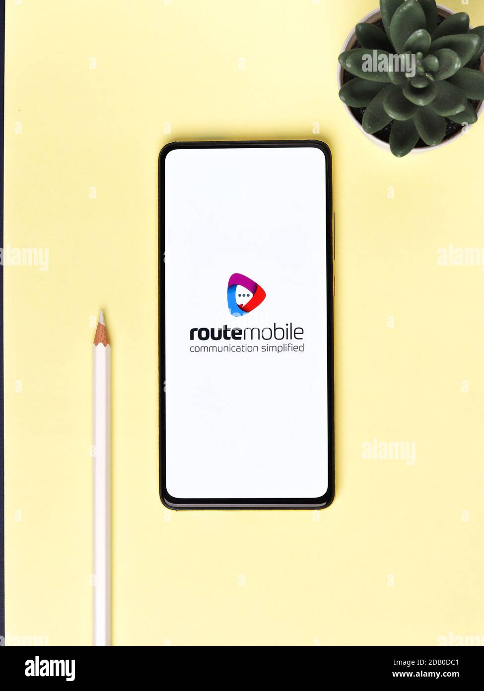 Assam, india - November 15, 2020 : Route Mobile logo on phone screen ...