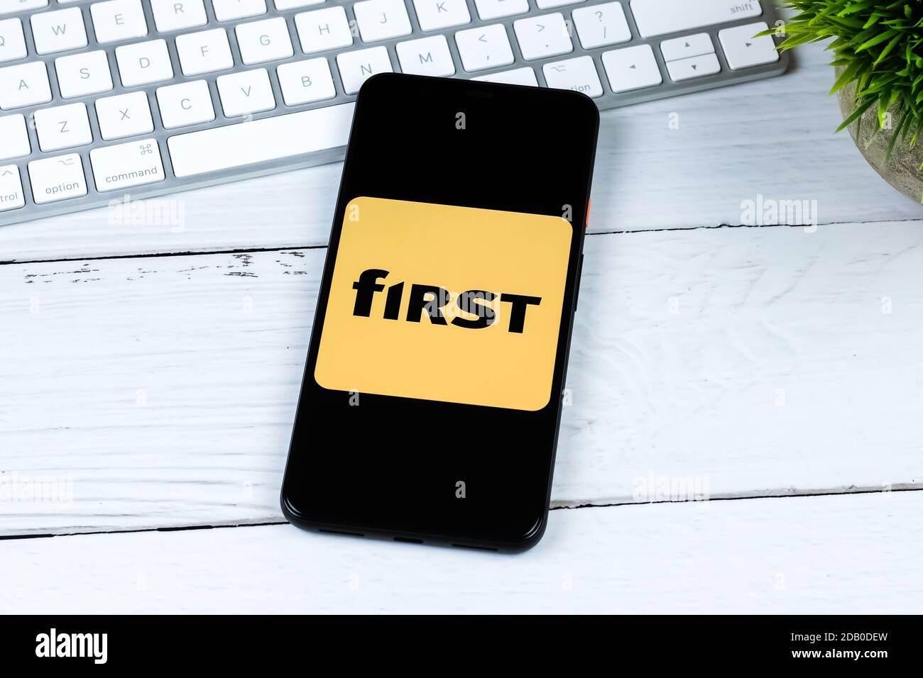 First Financial Bank - Mobile app logo on a smartphone screen Stock ...