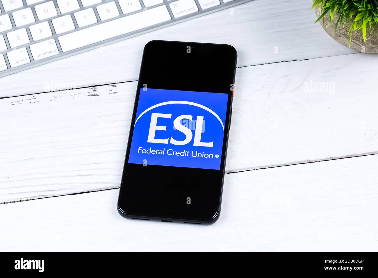 ESL Mobile Banking app logo on a smartphone screen Stock Photo - Alamy
