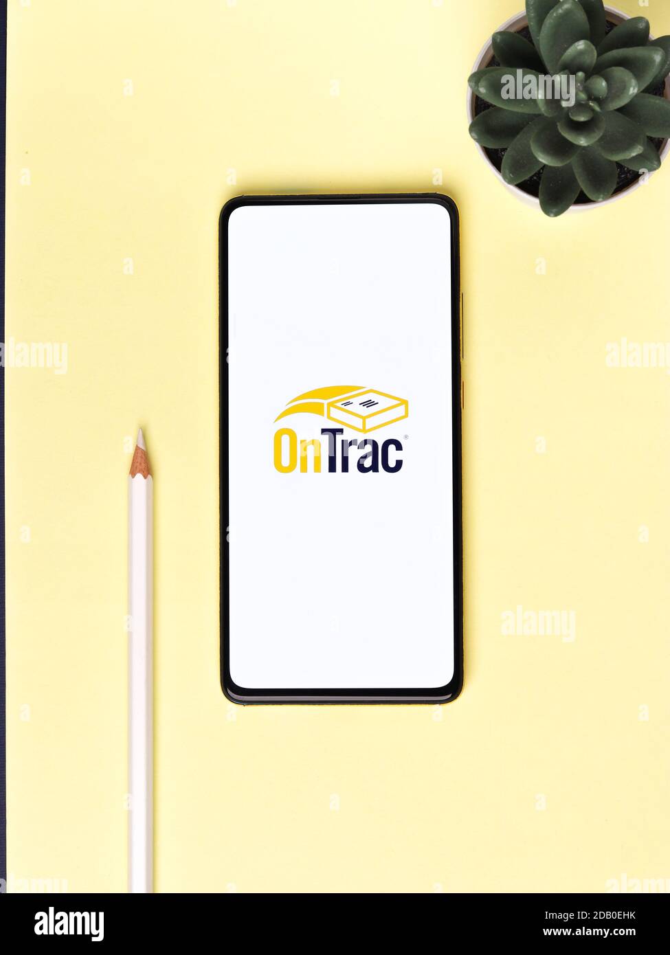 Assam, india - November 15, 2020 : Ontrac logo on phone screen stock ...