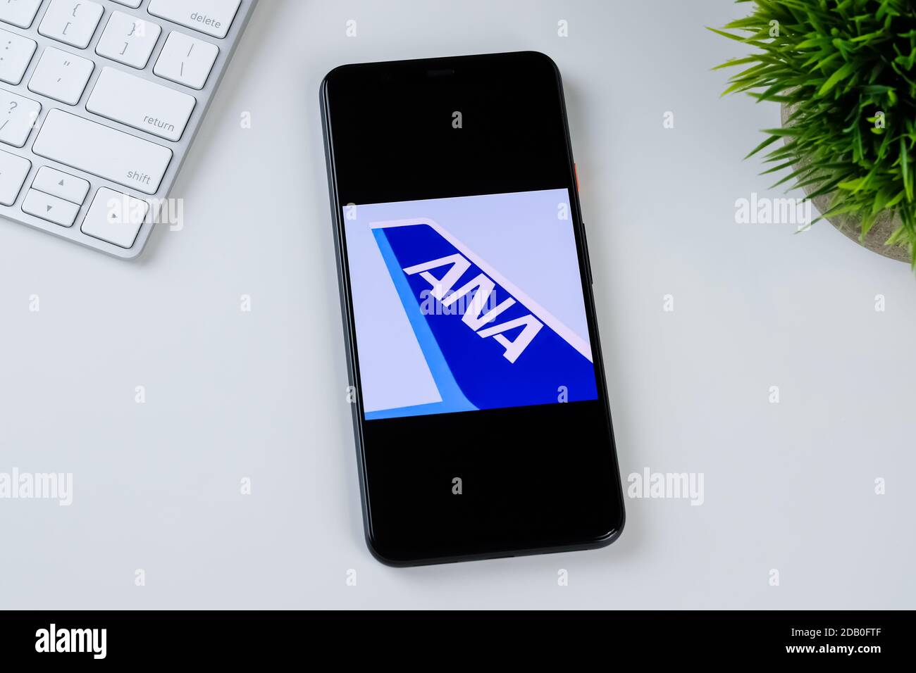 ANA (All Nippon Airways) app logo on a smartphone screen Stock Photo ...