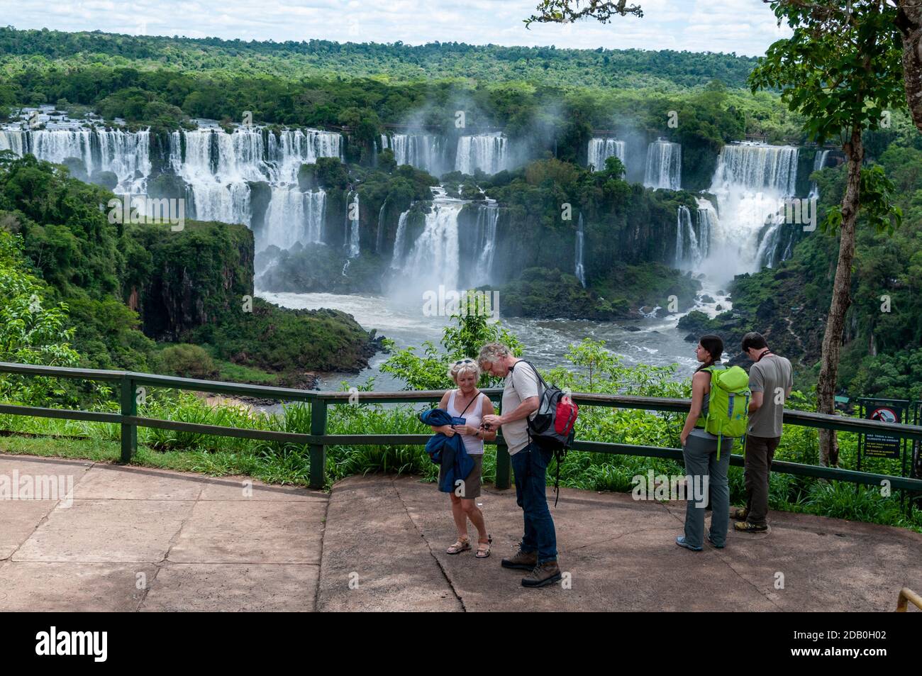 A panorama view of the Adam & Eve Waterfalls and Bossetti Waterfall ...