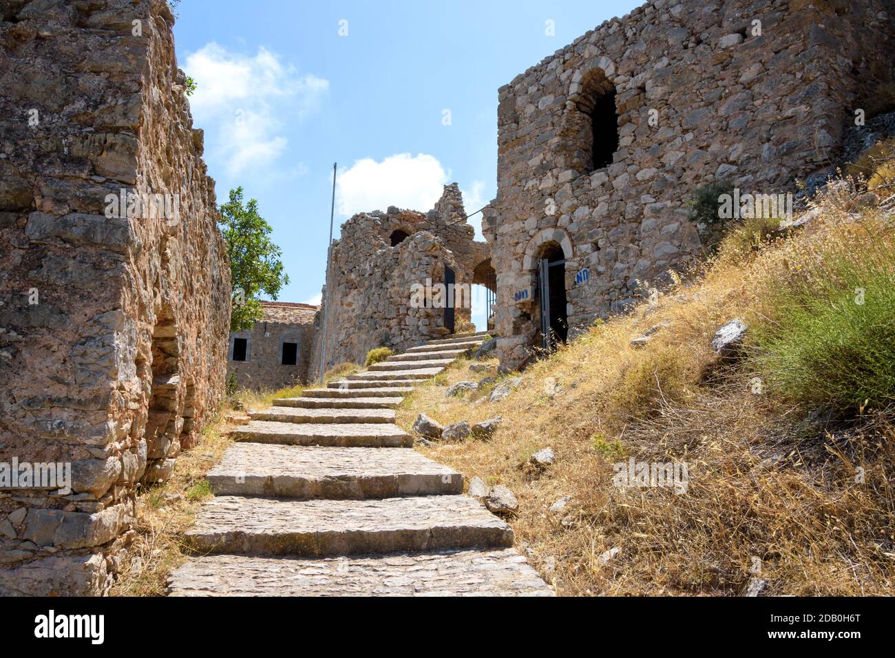 Path made of stone in Anavatos village, Chios island, Greece Stock ...