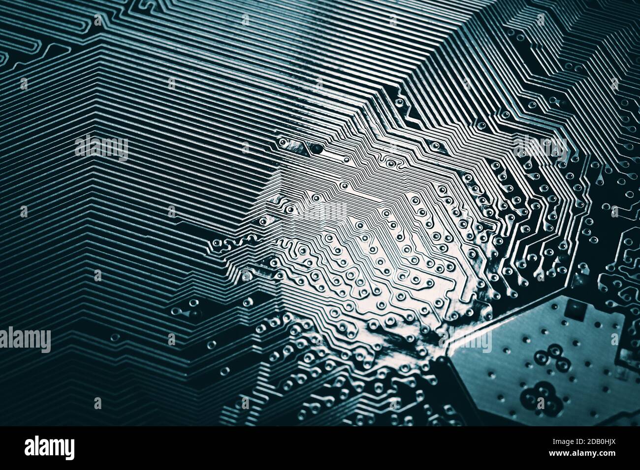 Blue electronic mother board circuit close up macro background Stock ...