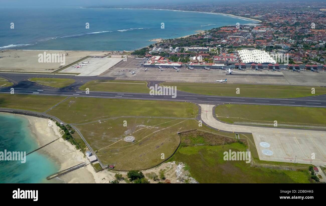 Aerial view of the runway from the top of the tower of the ...