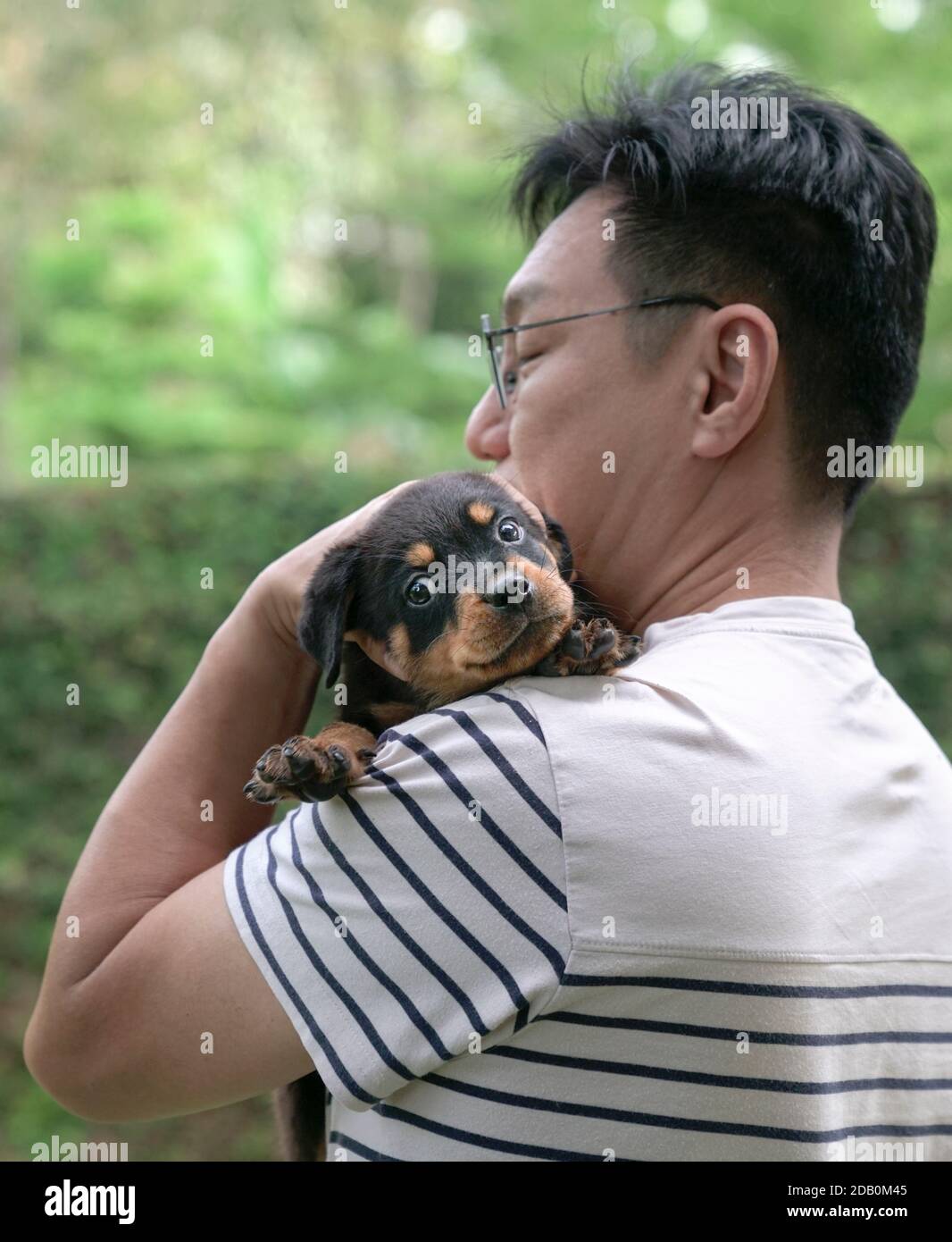 Man Holding Dog Shoulder High Resolution Stock Photography and Images ...