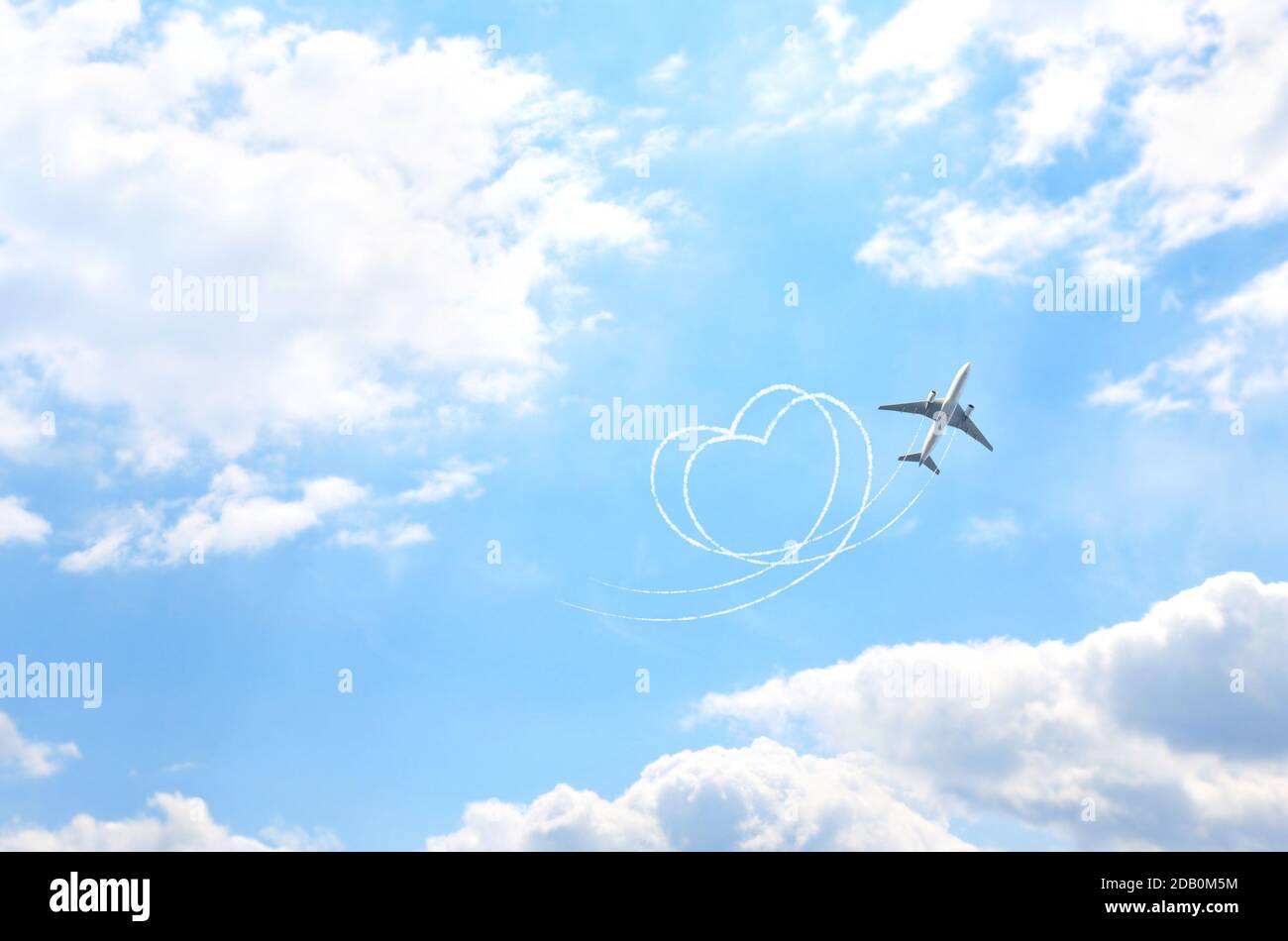 Aircraft draw a heart in the sky. Flight route of aircraft in shape of ...